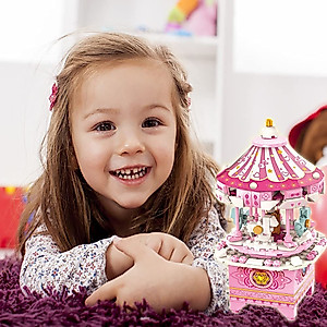 QMAN Music Box Building Toys for Girls and Boys 6 7 8 9 10 11 12+ Years Old 3in1 Building Blocks STEM Building Kit Ideal Gifts Toy for Kids Ages 8-12 Rotate with Music