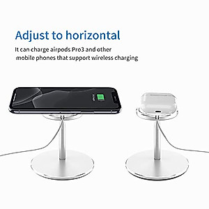 Aluminum Cell Phone Stand for MagSafe Charger,Compatible with Apple MagSafe Cradle Work with iPhone 12/Pro/Pro Max/Mini,Stable Desk Dock Mount Holder for MagSafe 2020 (Silver)