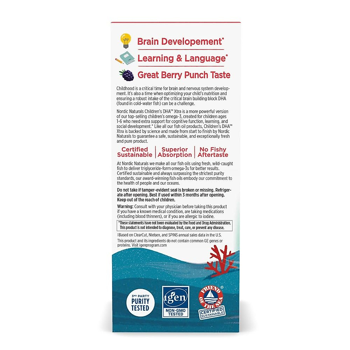 Nordic Naturals Children’s DHA Xtra, Berry Punch - 2 oz for Kids - 880 mg Total Omega-3s with EPA & DHA - Cognitive & Immune Function, Learning, Social Development - Non-GMO - 48 Servings