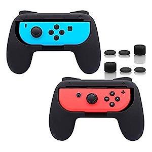 FASTSNAIL Grips Compatible with Nintendo Switch Joy-Con, Wear-resistant Handle Kit Compatible with Switch Joy Cons Controllers, 2 Pack (Black)