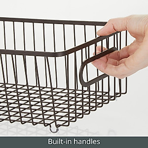 mDesign Farmhouse Decor Metal Wire Food Storage Organizer, Bin Basket for Kitchen, Pantry, Bathroom, Laundry Room, Closets, Garage - High - Small, 4 Pack - Bronze