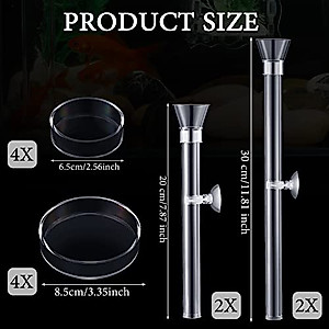 12 pieces Shrimp Feeding Tube and Dish Set, 4 Acrylic Shrimp Feeding Tube Shrimp Feeder Tube 8 Aquarium Shrimp Feeding Dish Clear Bowl Fish Tank Feeding Supplies for Shrimp Betta Tropical Fish, 2 Size