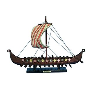 Hampton Nautical Viking Drakkar Ship, 14" , Brown