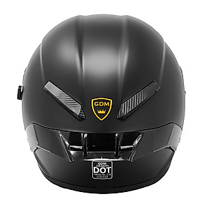 GDM Demon Motorcycle Helmet Full Face Matte Black (Tinted & Clear Shields, XL)