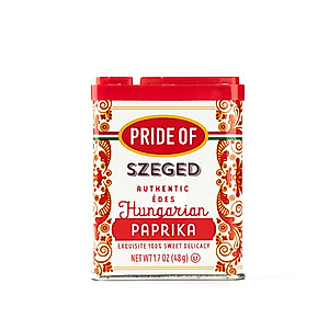 Pride Of Szeged Hungarian Sweet Paprika, Authentic Hungarian Sourced, Single Ingredient Premium Spice | Gluten Free | Kosher | Non-GMO | 1.7 oz. Tin, 1-Count