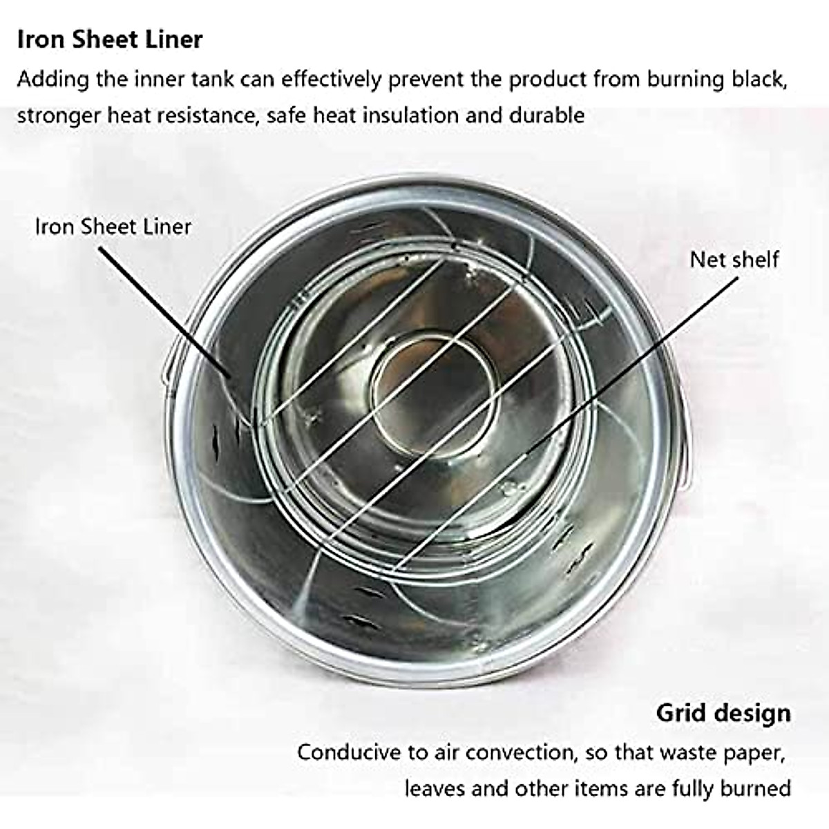 LUCKSHINE Garden incinerator, Stainless Steel Burning Barrel, Steel Fireproof cage, with Inner Tank, can Burn Garbage, Paper, Leaves (Color : Gold, Size : 31cmx34cm)