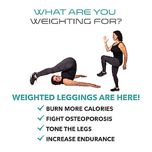 Challenge Weighted Workoutwear - Weighted Workout Leggings for Women, High Waisted Leggings w/ 5 Weight Enclosures On Each Leg, ⅛” Thick Flexible Weights, Yoga Pants Holds 2.5 Lbs, Black, L