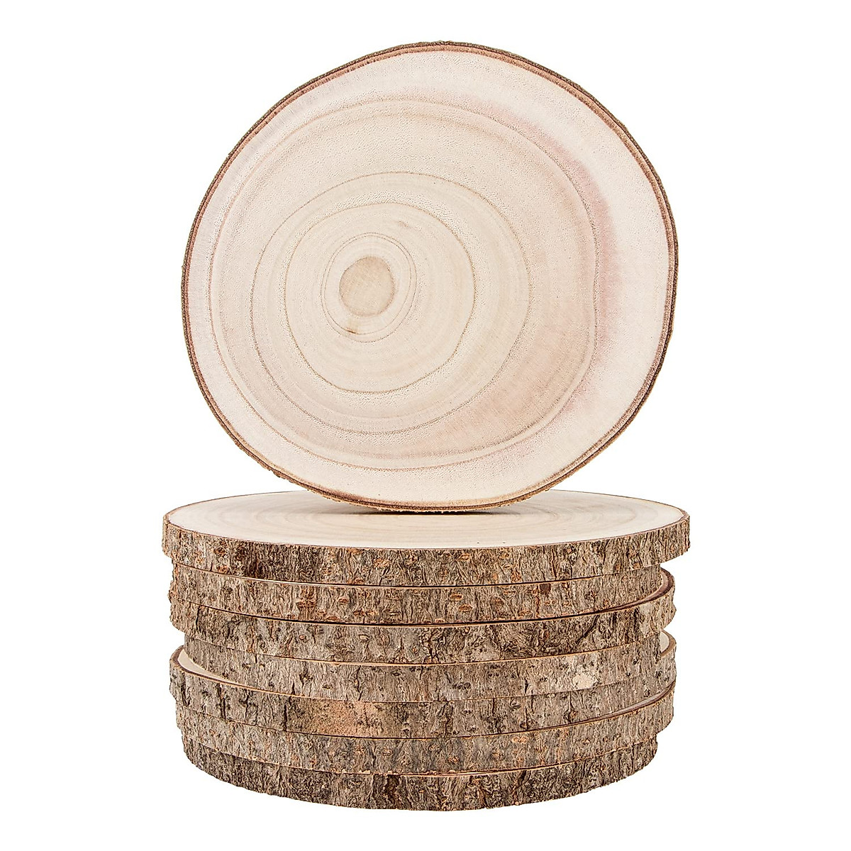 Maputune 8 Pcs 7-8 inches Large Unfinished Wood Slices for Centerpieces, Natural Rustic Wooden Plate for DIY Craft, Round Wood Chips for Table Signage Painting Wedding Party Christmas Decor