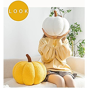 Sdetrcq Halloween Pumpkin Pillow Decor, Pumpkin Plush Pillow Fleece Stuffed Pumpkins Decoration Halloween Pumpkins Throw Pillow for Couch, Soft Halloween Pumpkin Decor Gifts (White, 8'')
