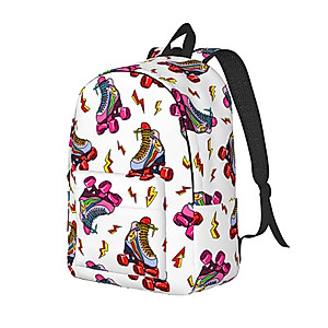 NOKOER Color Roller Skates Print Printed Canvas Backpack,Casual Daypacks,Laptop Backpack,Lightweight Travel Daypack