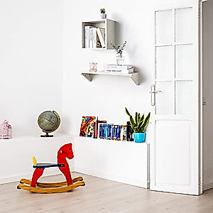 Kaboon Floating Shelves 16x8 inch Set of 2, Grayish White Pebbled Surface, Wall Shelves for Storage and Decor, Living Room, Bathroom, Kitchen, Office and More, Home Decor and Organization, Sea Salt