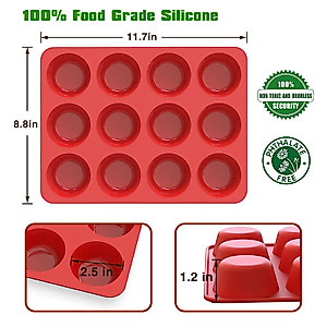 SILIVO 2x Silicone Muffin Pans + 2x Silicone Brownie Pans