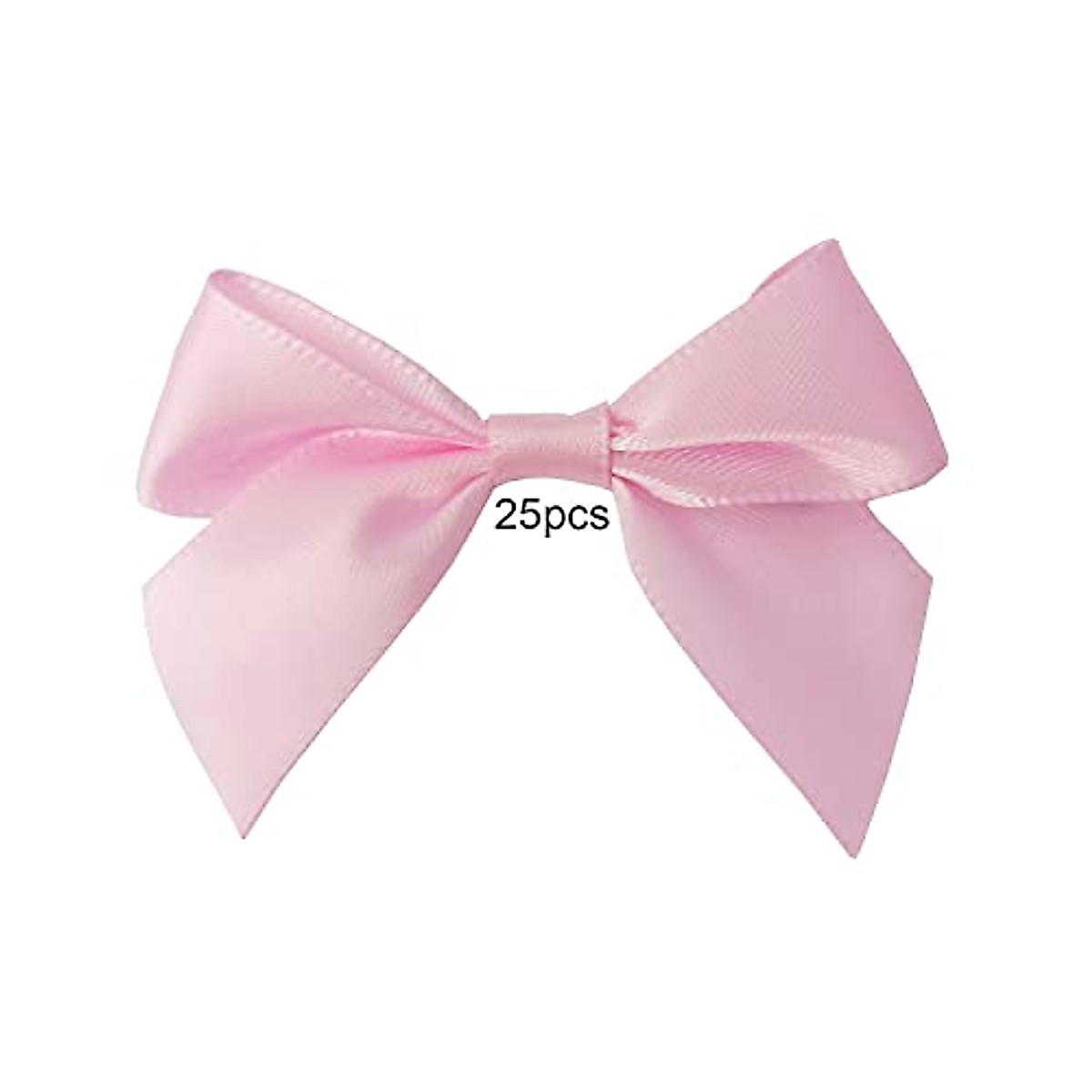 AKLVBL 25 Pack Set Satin Ribbon Bows Pretied Bows with Sticky Gel Pads for Treat Bags, Gift Bags, Bakery Candy Bags and Package Decorating or Gift Decorating (Light Pink)