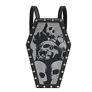 Scarleton Casual Backpack Purse for Women, Punk Skull Backpack, Faux Leather Gothic Shoulder Bag, Rivet Crossbody Bag, H209201E - Black