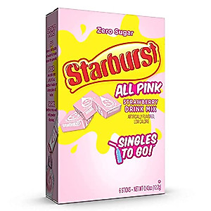 Starburst Singles To Go Powdered Drink Mix, All Pink Strawberry, 3 Boxes with 6 Packets Each - 18 Total Servings, Sugar-Free Drink Powder, Just Add Water, 6 count (Pack of 3)