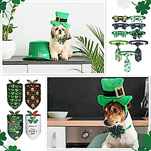 85 Pcs St. Patrick's Day Adjustable Dog Ties Set Include Dog Bow Tie Dog Neckties Flower Dog Neck Tie Dog Bowknot Dog Bandana Dog Scarf Pet Grooming Accessories for Puppy Cat