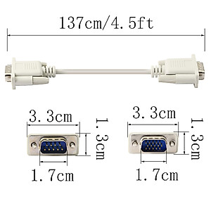 4.5 Feet DB 9 Pin Male to VGA 15 Pin Male Adapter Cable, RS232 to VGA Conversion Cable, YOUCHENG， for Computer,Printers, Scanners