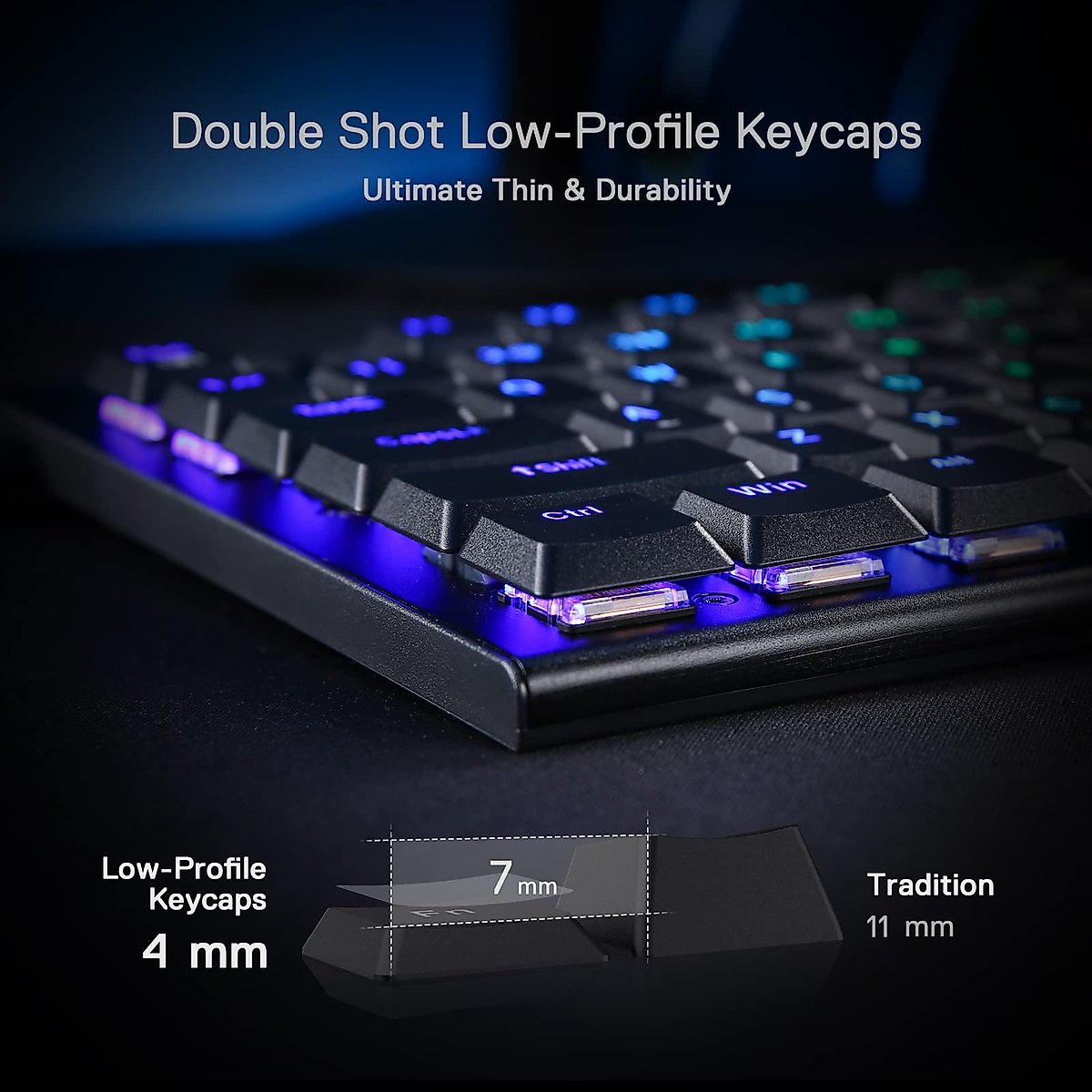 Redragon K622 Horus TKL RGB Mechanical Keyboard, Ultra-Thin Designed Wired Gaming Keyboard w/Low Profile Keycaps, Dedicated Media Control & Linear Red Switch, Pro Software Supported