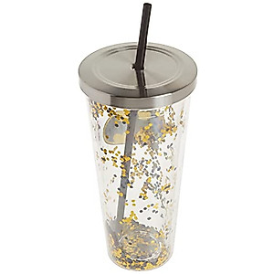 Spoontiques - Glitter Filled Acrylic Tumbler - Glitter Cup with Straw - 20 oz - Stainless Steel Locking Lid with Straw - Double Wall Insulated - BPA Free - Batman
