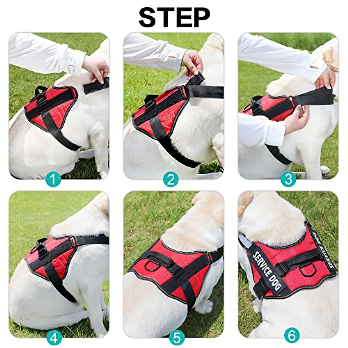 MUMUPET Service Dog Harness, No Pull Easy On and Off Pet Vest Harness, 3M Reflective Breathable & Easy Adjust Pet Halters with Nylon Handle - No More Tugging or Choking for Small Medium Large Dogs