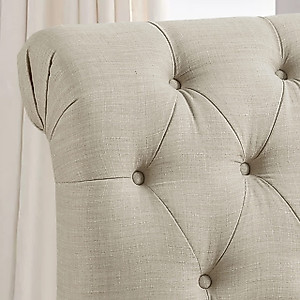 Rosevera Avondale Upholstered Tufted Fine Polyester Loveseat Sofa Bench with Armless Design Easy Assembly for Living Room Bedroom, Beige Chair