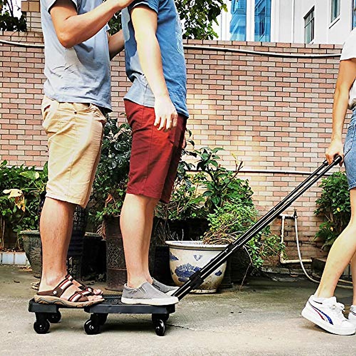 Portable Folding Handcart Folding Trolleys Portable Cargo Handling Car Push Hand Truck Folding for Easy Storage and 360 Degree Swivel Wheels Multi Function Folding Handcart