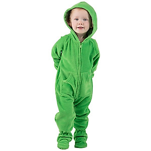 Footed Pajamas - Emerald Green Infant Hoodie Fleece One Piece - Infant - Medium (Fits 3-6mos.)