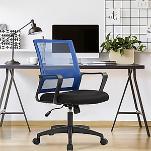 PayLessHere Office Chair Computer Chair Ergonomic Mesh Chair Mid-Back Home Office Swivel Chair Modern Desk Chair with Wheels Armrests Lumbar Support (Blue)