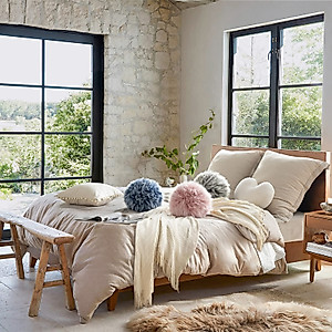 Ashler Plush Round Pillows, Ball Throw Pillow with Handle, Faux Fur Luxury Soft Decorative Cushion, Modern Home Decor Fluffy Round Pillow for Sofa, Bed, Chair, Light Gray, 9 x 9 inch