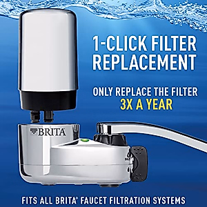 Brita Water Filter for Sink, Faucet Mount Water Filtration System for Tap Water, Reduces 99% of Lead, Chrome