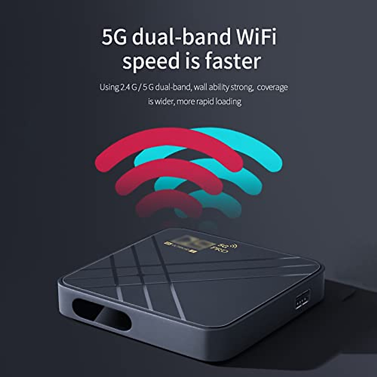 KRGEMS Smart TV Box,Media Player,Quad-core CPU,Dual-Band WiFi,4K HD, 3D Experience,H.265 HD decoding,with Remote Control,8G+128G