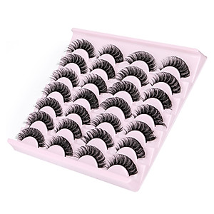False Eyelashes Russian Strip Lashes Fluffy Fake Eyelashes Extension D Curl Wispy Handmade Soft Reusable 14 Pairs Lashes Pack