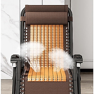 Zero Gravity Chair Adjustable Folding Reclining Lounge Chair Bamboo with Pillow and Cup Holder Patio Lawn Recliner for Outdoor Pool Camp Yard Beach Garden Outdoor and Indoor