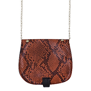 MOSSTYUS Women Girls Snakeskin Crossbody Bag PU Leather Handbag Shoulder Clutch Purse Pouch with Chain Strap, Coffee