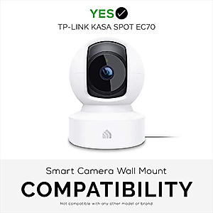 Wall Mount for Kasa EC70 Spot, Adhesive Holder for TP Link Spot Smart Security Camera, Installs in Minutes, No Mess Hanger Bracket by Brainwavz (White)