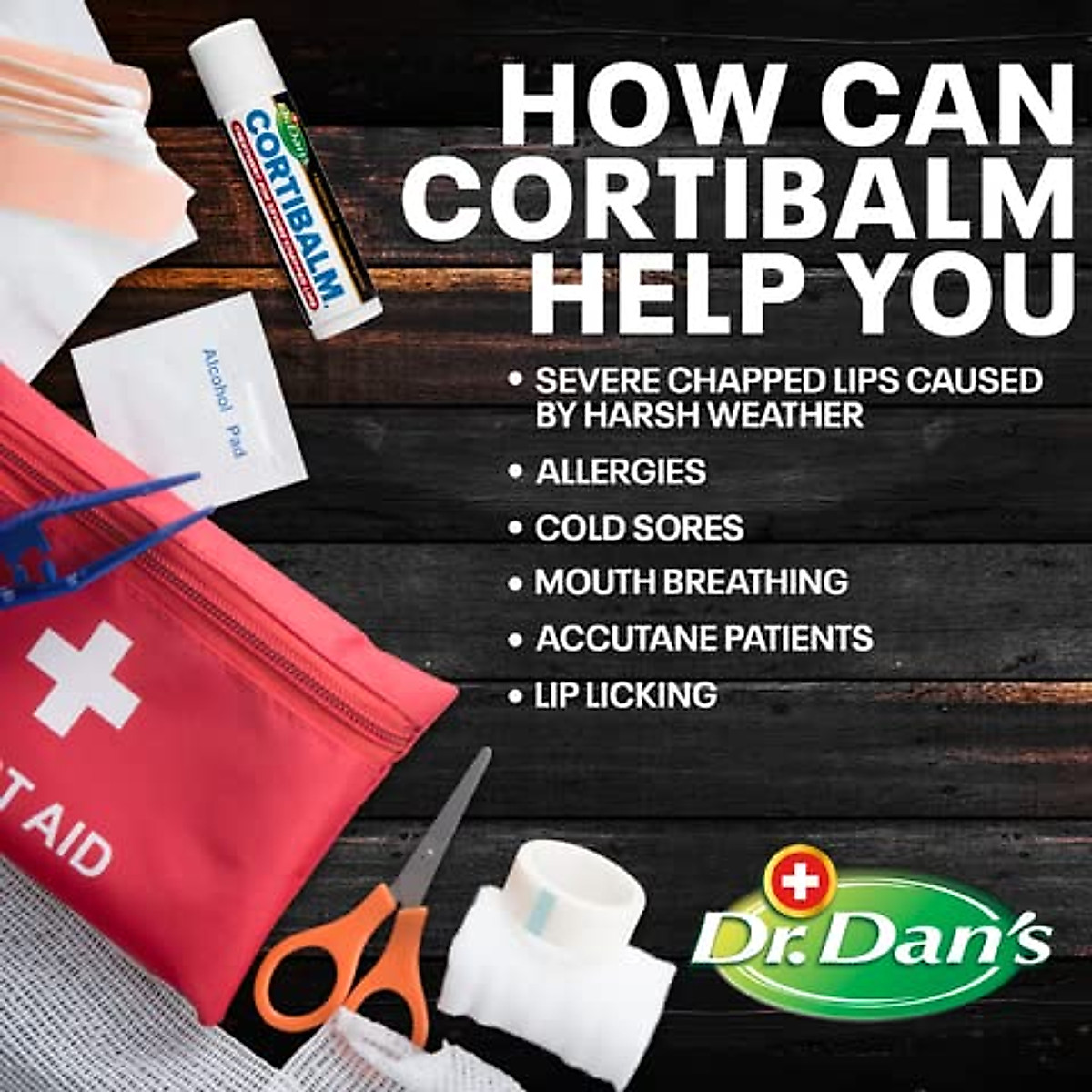 Dr. Dan's Cortibalm - 1 Pack - for Dry Cracked Lips - Healing Lip Balm for Severely Chapped Lips - Designed for Men, Women and Children