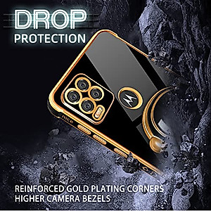 Buleens for Motorola Moto G Stylus 5G Case, Cute Heart Pattern 6D Gold Plating Astronaut Hidden Stand Phone Cases for Moto G Stylus 5G 2021 6.8 Inch-Black