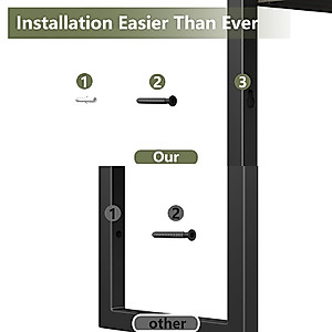 Furnihold Floating Shelves for Wall, 34'' LED Display Shelves Wall Mounted with Adjustable Glass Shelf, 3 Tier Wood Hanging Shelves with 6 Hooks, Gaming Room Shlef, Kitchen Coffee Bar, Charcoal Black