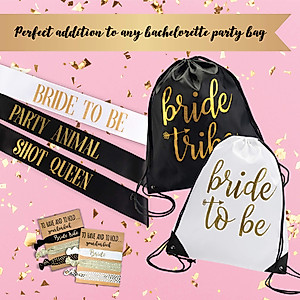 6 Pack of Bachelorette Party Favors | 1 'Bride to Be' and 5 'Tribe' Hair Ties| Pop Fizz Designs