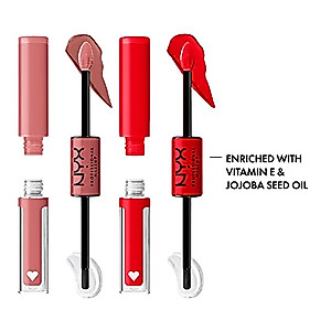 NYX PROFESSIONAL MAKEUP Shine Loud, Long-Lasting Liquid Lipstick with Clear Lip Gloss - Pack of 2 (Cash Flow, Rebel In Red)