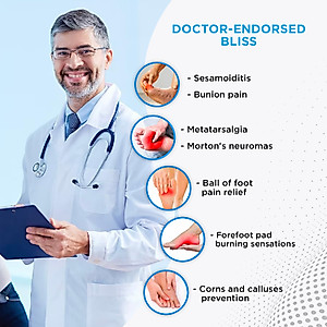 Metatarsal Pads Women Sleeves Anti-Slip Inserts with Gel (4-Pack) Ball of Foot Cushions for Women & Men Pain Relief Soft Padding - Sesamoiditis Pads, Metatarsalgia Insole, FSA and HSA Eligible (Nude)