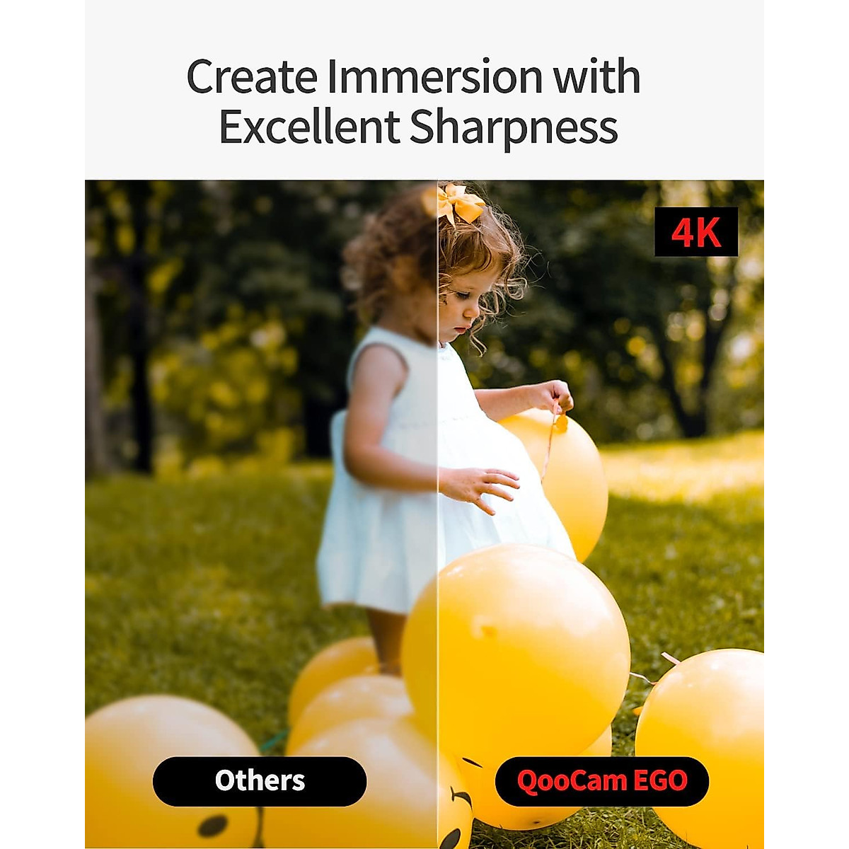 QooCam EGO Instant View 3D Camera Binocular 4K Sports Camera VR Adaptation 3D Lipo Vlog Camera HD (Black)