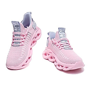 GSLMOLN Pink Barbie Shoes for Women Young Girl's Non Slip Athletic Tennis Walking Blade Type Sneakers Pink/Blue Size 7.5