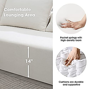kevinplus 109" Modular Sectional Sofa Couch with Chaise Lounge for Living Room, Modern Contemporary Upholstered L-Shape Sleeper Sofa Couch, Free Combination & Chenille Fabric, White