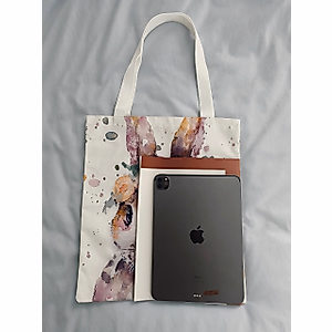 Cute Canvas Tote Bag for Women with Dog Design, Reusable Book Tote Lightweight Shopping Bag for Work Picnic Beach