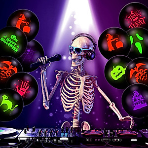 60 Pieces Halloween Neon Glow Balloons, Glow in The Dark Blacklight UV Balloons for Halloween Party Decoration Supplies, 12 Inch