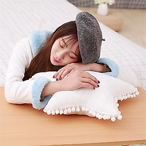JIANEEXSQ Creative Star Pillow Home Decorative White Star Plush Stuffed Pillow Cushion (White)