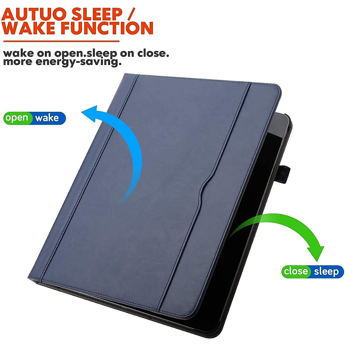 ZoneFoker for Samsung Galaxy Tab A7 10.4 2020 Case, Business Leather Cover, Multi-Angle Viewing Folio Stand Case with Pen Holder Pocket for Galaxy Tab A 7 10.4 SM-T500/T505/T507-(Blue)