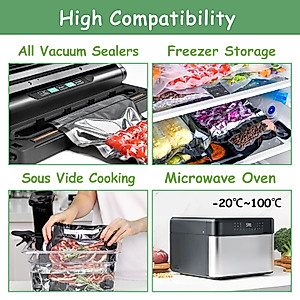 KVSK Black Clear Vacuum Seal Rolls Bags - 11" x 16.4 ' 3 Pack, 3.6mil+10mil Thickened Commercial Grade Roll For Food Storage, BPA Free & Prevent Freezer Burns