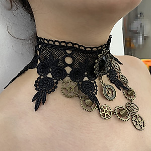 MIUNIKO Women Party Gothic Steampunk Gear Collar Choker Necklace Party Accessories